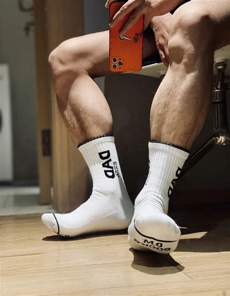 1pair Fashion White Unique Design Dad Words Socks Sexy Gay Men Nylon