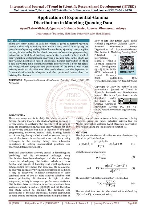 Application Of Exponential Gamma Distribution In Modeling Queuing Data Pdf