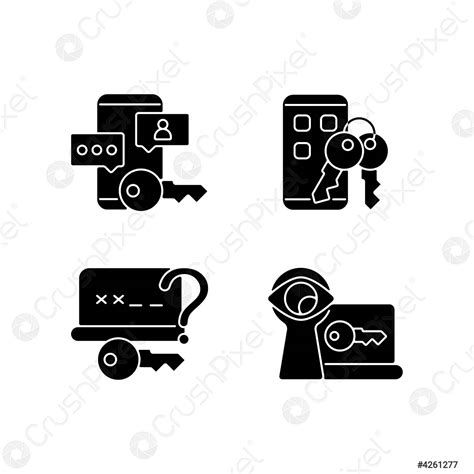 Password Protection Black Glyph Icons Set On White Space Stock Vector 4261277 Crushpixel