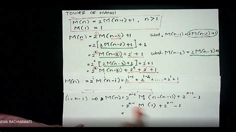 Week 10 Aka If 44 07 Mathematical Analysis Of Recursive Algorithm Substitution Youtube