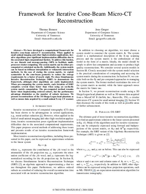 Pdf Framework For Iterative Cone Beam Micro Ct Reconstruction