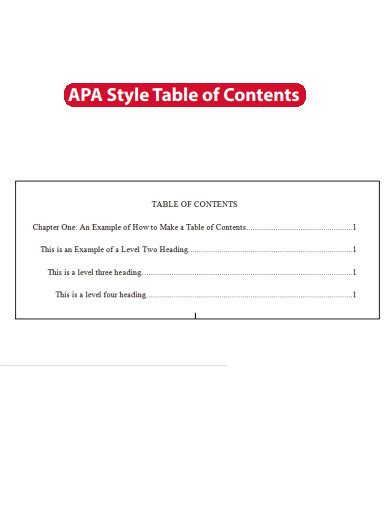 Table Of Contents APA 22 Examples Google Docs Word Apple Pages