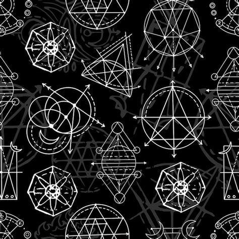 Premium Vector Seamless Pattern With Sacred Geometry Elements And Shapes