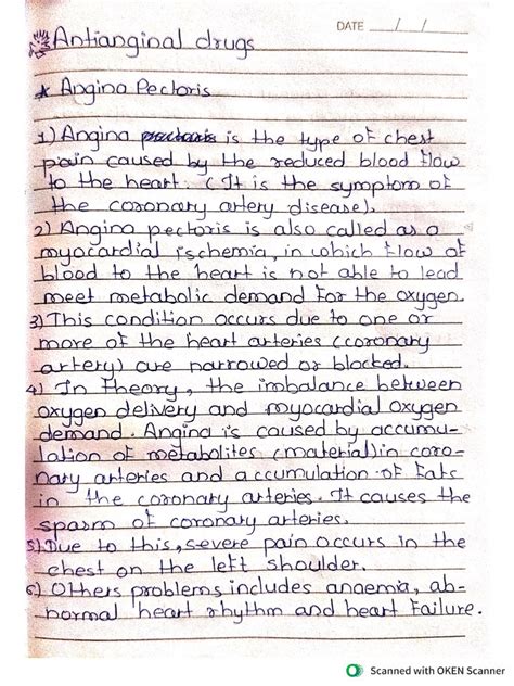 Anti Anginal Drugs Classification Pdf