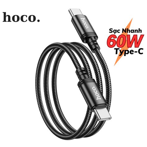 Dây Sạc Nhanh Type C 60w Hoco Cáp Bọc Dù Siêu Bền Chống Gãy Cho Dòng Android Samsung Xiaomi