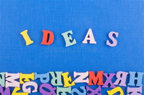 Ideas Word On Blue Background Composed From Colorful Abc Alphabet Block Wooden Letters Copy