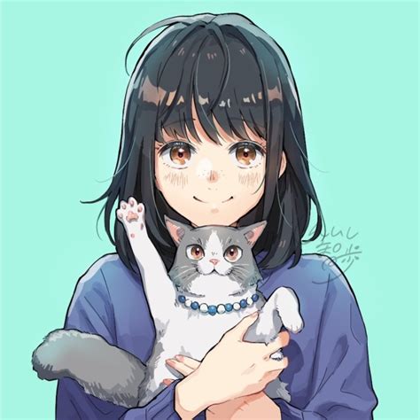 猫と女の子のアイコンイラスト Skima（スキマ）