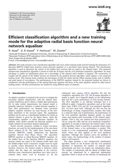 Efficient Classification Algorithm And A New Training Mode For The
