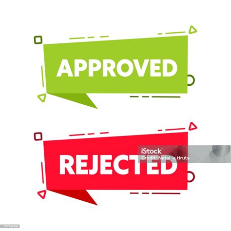 승인 및 거부된 라벨 스티커 녹색 확인 표시 예 및 빨간색 십자 아이콘 없음 벡터 스톡 일러스트 우표에 대한 스톡 벡터 아트 및 기타 이미지 Istock