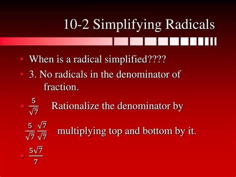 PPT 10 2 Simplifying Radicals PowerPoint Presentation Free Download ID 1893719