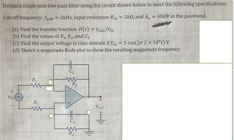 design a single pole low pass filter using the