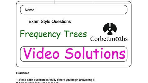 Frequency Trees Answers Corbettmaths Youtube