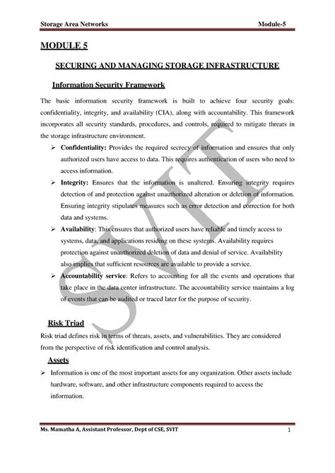 Module V Module 5 Securing And Managing Storage Infrastructure Information Security Framework