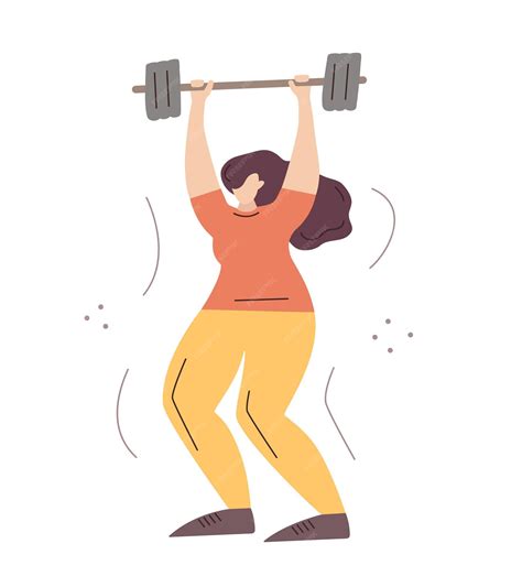 Девушка поднимает штангу Векторная плоская иллюстрация на белом фоне Премиум векторы