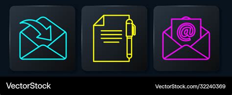 Set Line Envelope Mail And E Mail And Document Vector Image