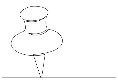 핀 압정 하나의 라인 드로잉 연속 라인 아트 단순한 미니멀리즘 디자인 편집 가능한 스트로크 프리미엄 벡터