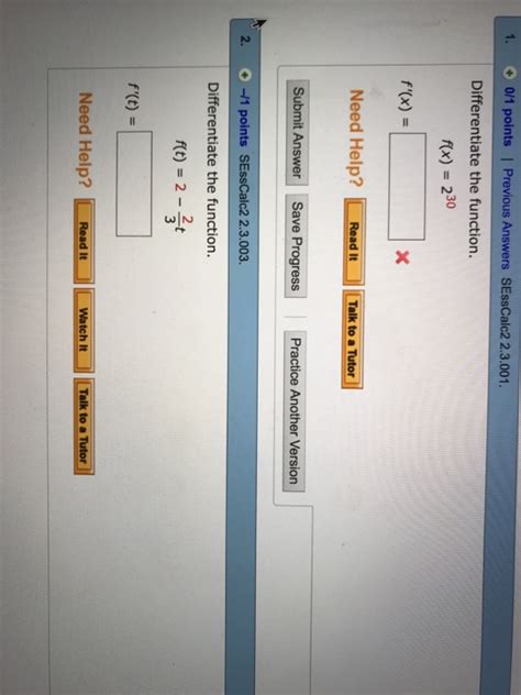 Solved Differentiate The Function F X 2 30 F X