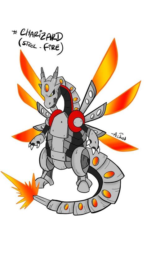 After The Ghost And Water Versions Here Is My Steel Type Charizard Fakemon