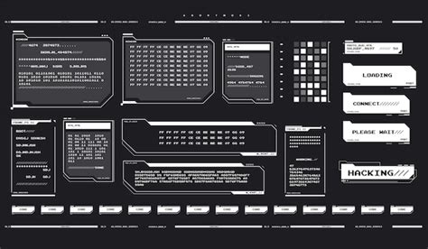 Premium Vector Hacker Interface Hud Background Futuristic Interface Elements Set Futuristic