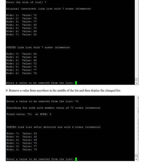 Solved Enter The Size Of List 7 Original Unsorted Link
