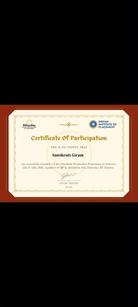 Sanskruti Giram On Linkedin I Am Glad To Receive A Certificate Of Participation From Abhuday