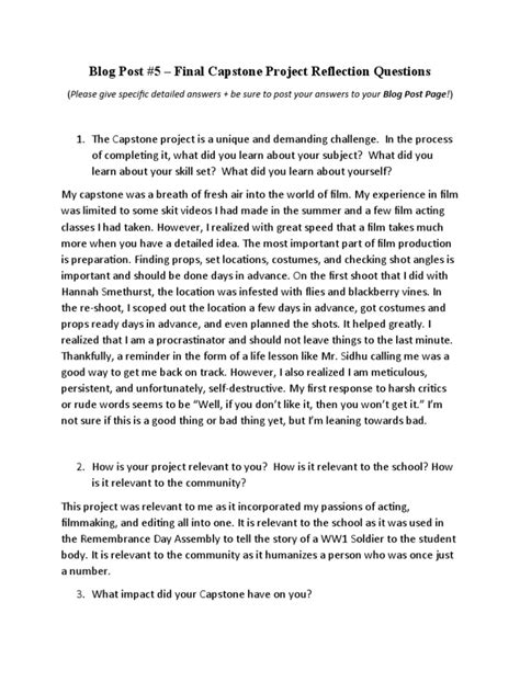 Clc 12 Final Capstone Project Reflection Qu Pdf
