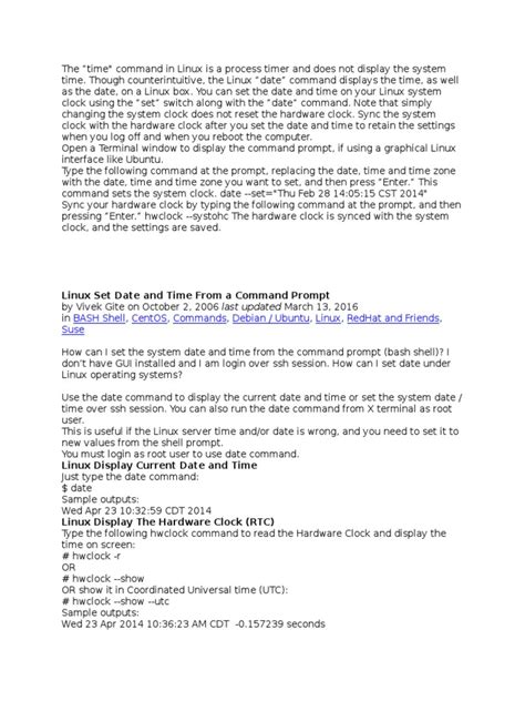 Linux Set Date And Time From A Command Prompt Download Free Pdf Command Line Interface Linux