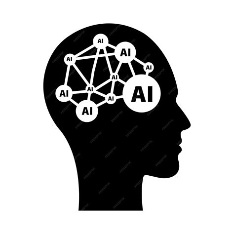 Premium Vector Ai Artificial Intelligence Icon Of Man Human Face With A Digital Chip On Brain