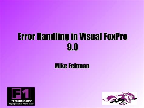 Error Handling In Visual Fox Pro 9 Ppt
