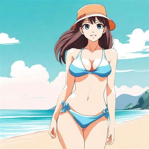 Beach Day Vibes Anime Girl In Bikini