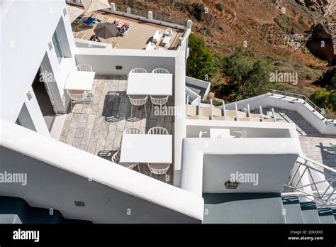 An Overhead View Of A Hotel On The Island Of Santorini Greek Islands
