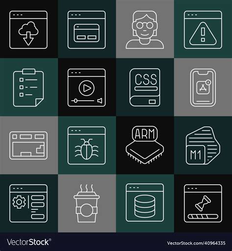 Set Line Loading Data Window Processor Mobile Vector Image