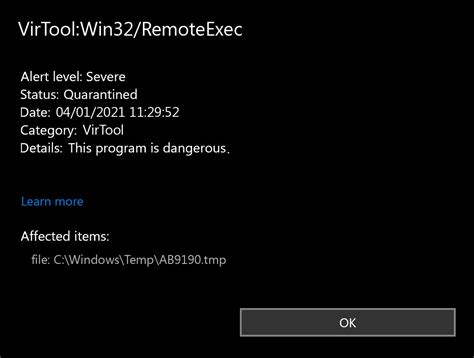 VirTool Win RemoteExec Virus Removal Guide