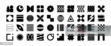 블랙 추상 아이콘 벡터 디자인 장식 요소 아트 미니멀 미래 지향적 인 기본 모양 Geometrix 컬렉션 사용하기 쉬운 T 1980 1989 년에 대한 스톡 벡터 아트 및