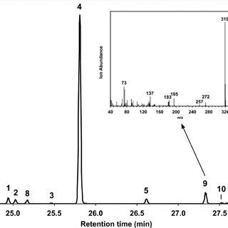 GC MS Chromatogram And Mass Spectra Of Assay Products From PaLAS A Download Scientific