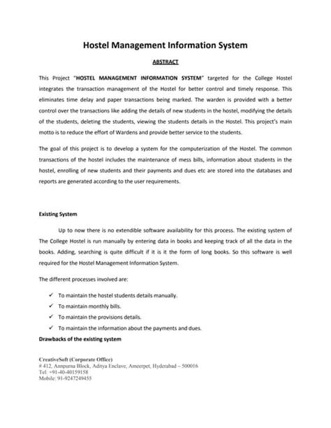 hostel management system proposal report pdf