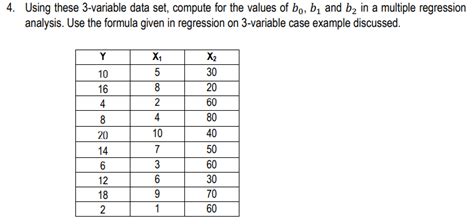 Solved 4 Using These 3 Variable Data Set Compute For The