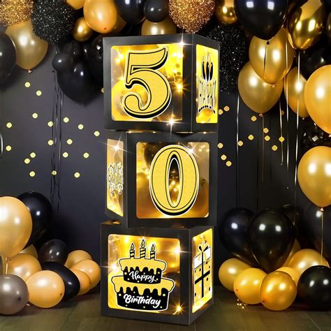 50th Birthday Party Decorations 50th Birthday Boxes Black