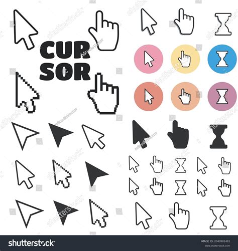 Pixel Cursors Icons Mouse Hand Arrow Stock Vector Royalty Free Shutterstock
