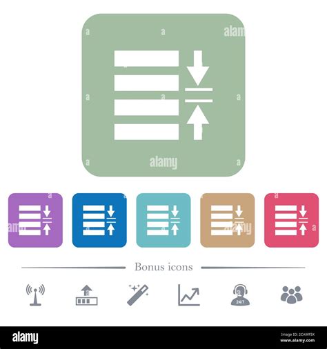 Adjust Line Spacing White Flat Icons On Color Rounded Square