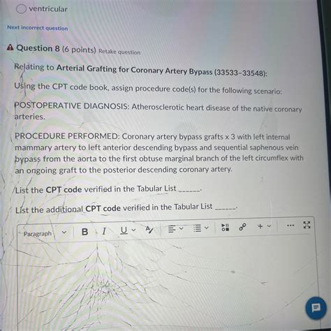 Using The Cpt Code Book Identify The Main Term For The Following Scenario Point Patient