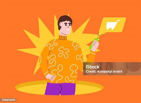 온라인 상점 개념입니다 Smth를 사는 남자 상점 앱에서 휴대폰을 가진 남자 트렌디한 캐릭터 흰색 배경에 분리된 컬러 플랫 벡터 그림 개념에 대한 스톡 벡터 아트 및 기타