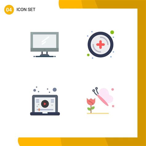 4 User Interface Flat Icon Pack Of Modern Signs And Symbols Of Computer Learning Imac New Video