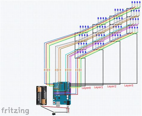 4x4x4 Led Cube Using Arduino Uno Without Extra Ic
