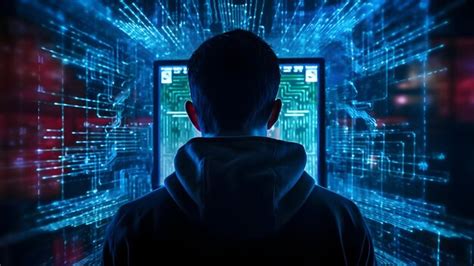 Premium Photo Hacker Hacking Wearing Hoodie
