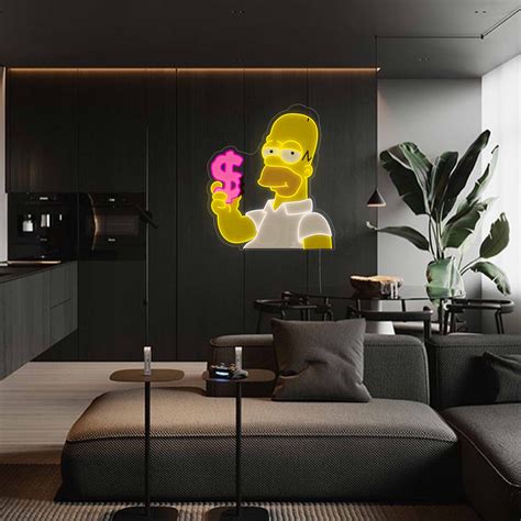 Cartoon Neon Sign The Simpsons Homer Simpson Decor Custom Neon