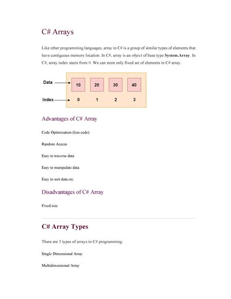 C Sharp Arrays C Arrays Like Other Programming Languages Array In