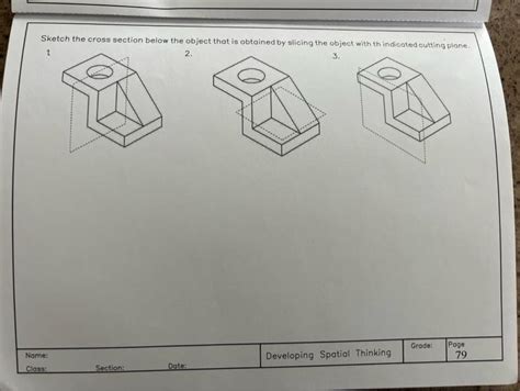 solved sketch the cross section below the object that is