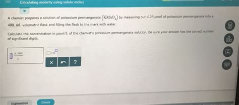 Solved Calculating Molarity Using Solute Moles A Chemist Chegg Com