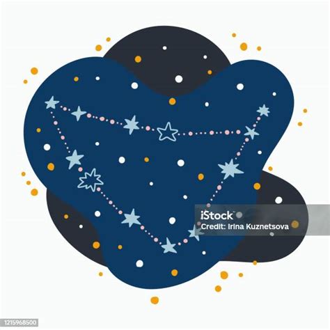귀여운 별자리 조디악 기호 염소 자리 추상적 인 공간에서 낙서 손으로 그린 별과 점 개념에 대한 스톡 벡터 아트 및 기타 이미지